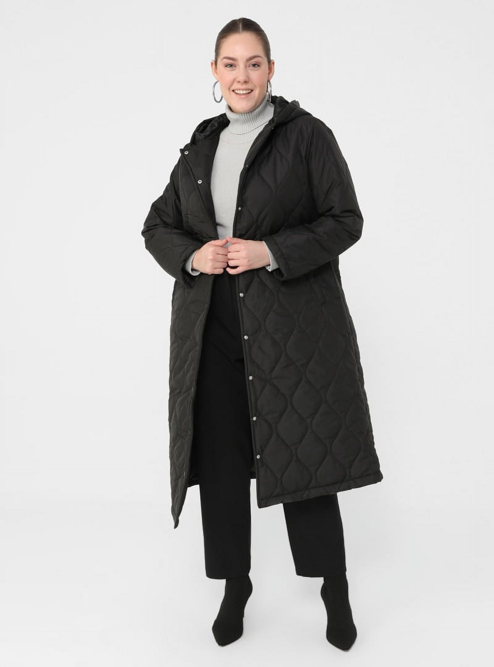 Black - Fully Lined - Plus Size Overcoat - Alia - Walmart.com