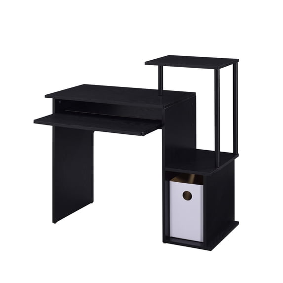 Black Functional Desk+Integrated Shelf”-“Daily Office Work+Easy Access ...