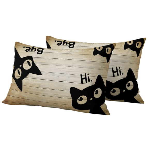 Black Funny Cats Outdoor Waterproof Pillow Covers, Vintage Rustic Cute ...