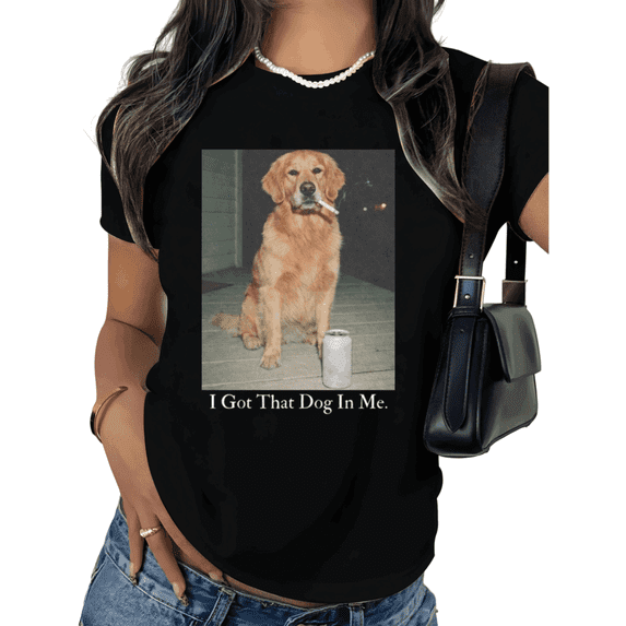 Black Funny Print Graphic Tees Cute Dog Graphic Tee Dog Lover Aesthetic ...