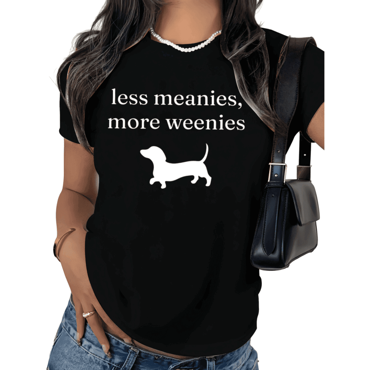 Black Funny Print Graphic Tees Funny Dog Lover Graphic Tee Dachshund ...