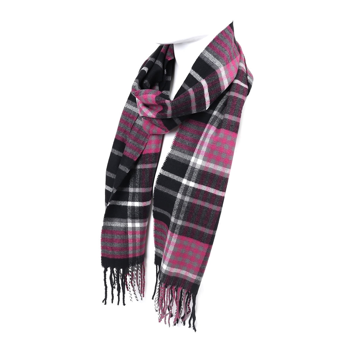 Black/Fuschia/White Plaid Fall/Winter Scarf for Men & Women-Plaid Color ...