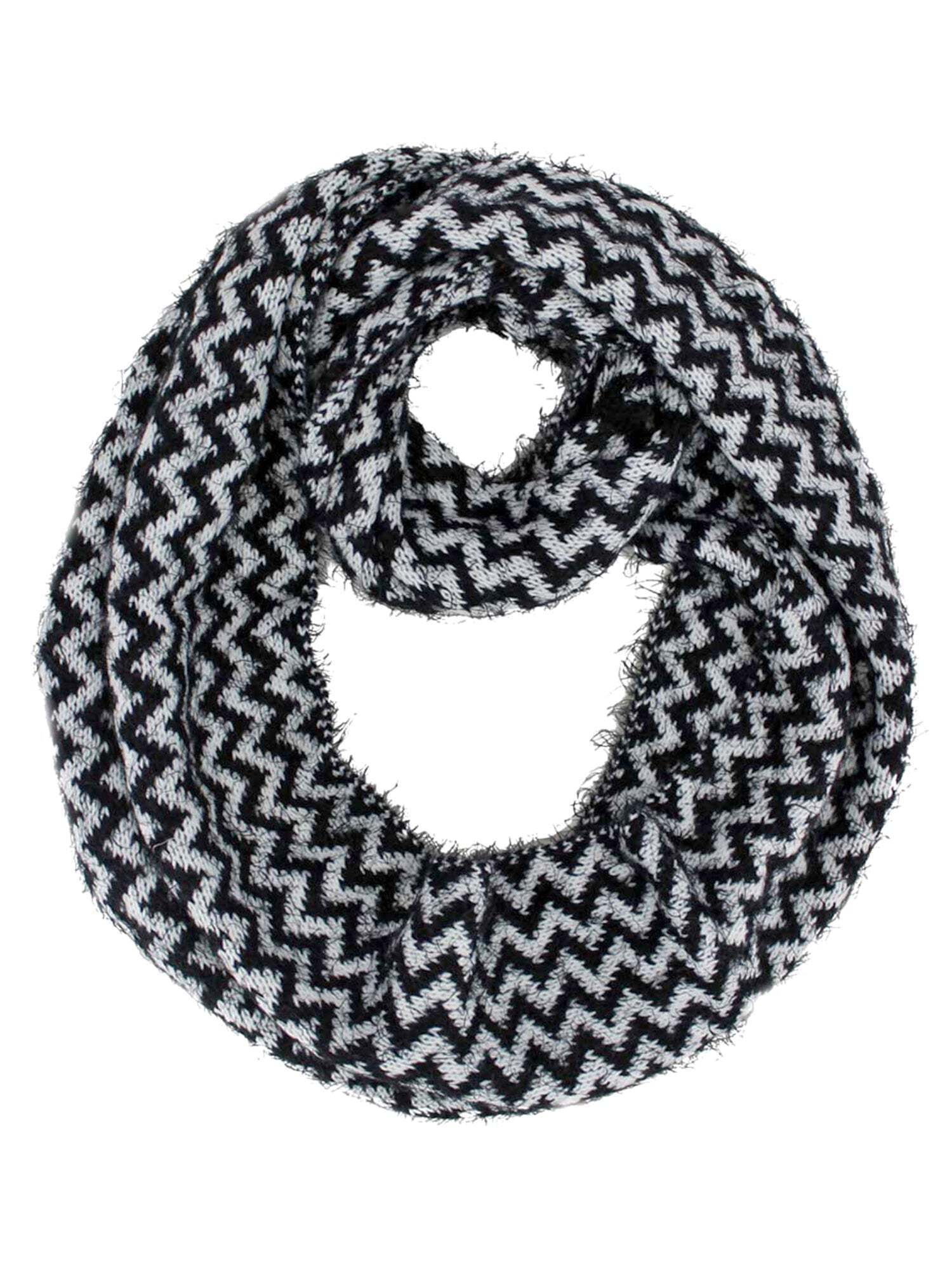 Black Fuzzy Knit Chevron Infinity Scarf - Walmart.com