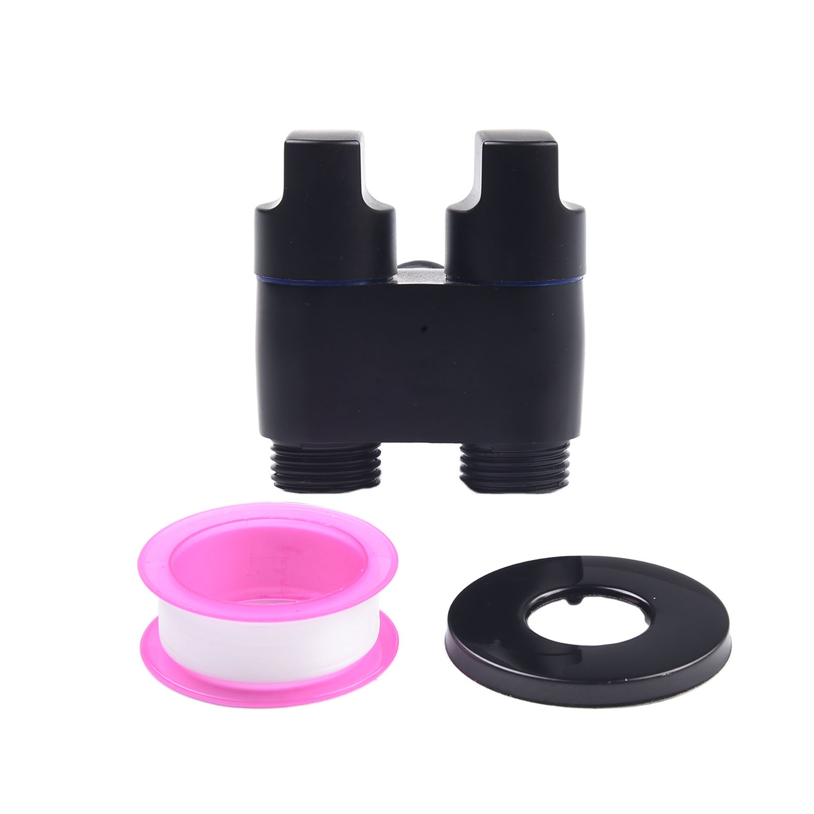 Black G1/2 In Two Out Double Control Washing Machine Faucet Toilet ...