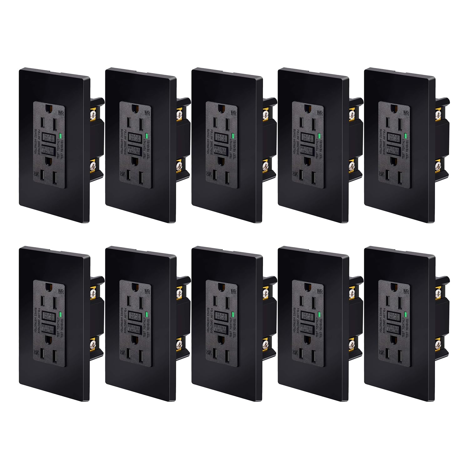Black GFCI Outlet 15 Amp,Black GFI Electrical Outlet,Groud Fault ...