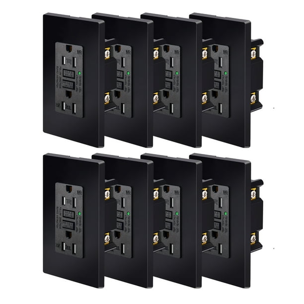 Black GFCI Outlet 15Amp 8PK,Nineleaf Black Outlets Receptacles,GFI ...