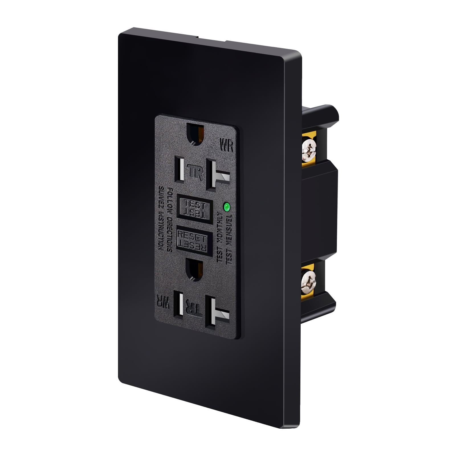 Black GFCI Outlet 20Amp 6PK,Nineleaf Black Outlets Receptacles,GFI ...