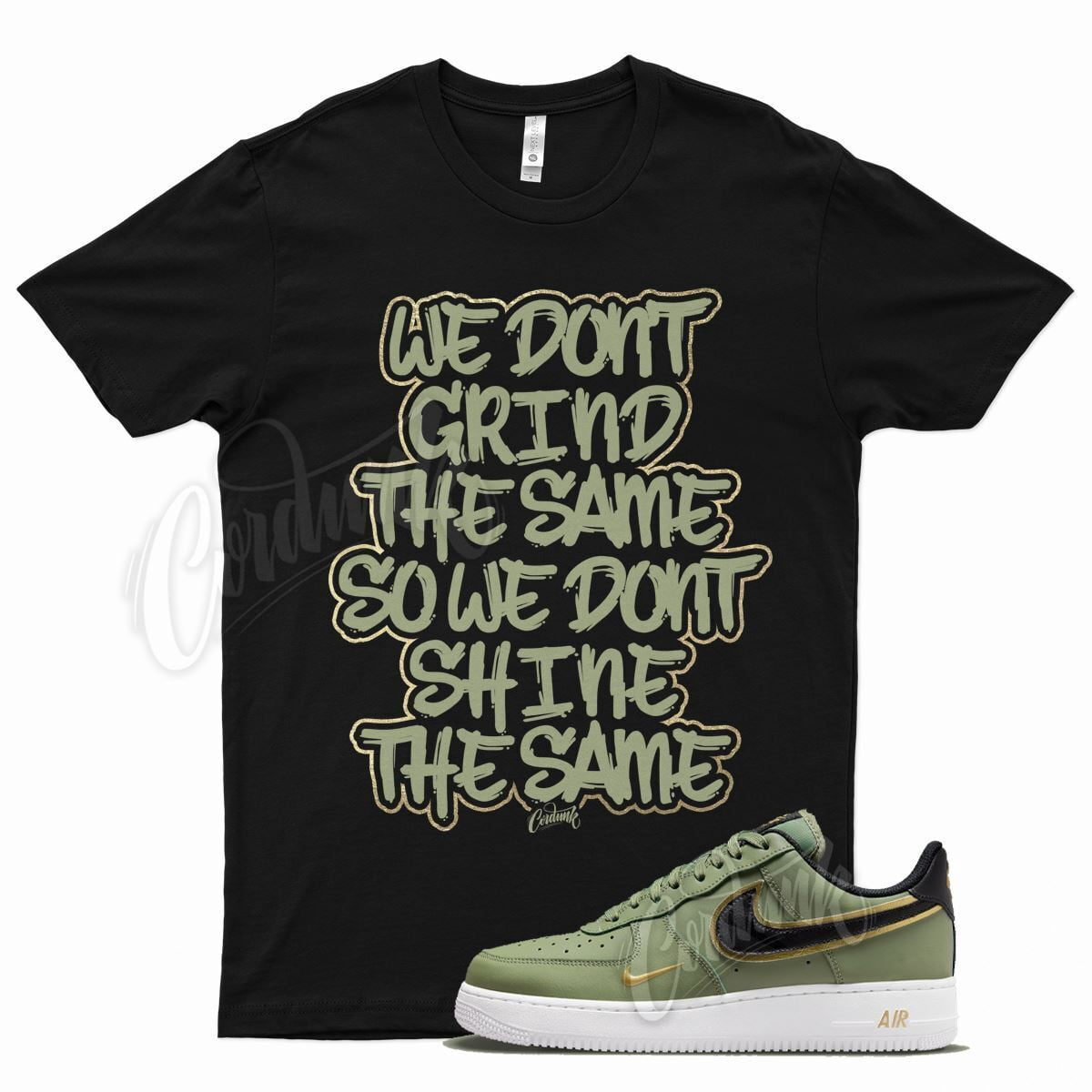 Black GRIND Shirt for N Air Force 1 07 LV8 Oil Green Metallic Gold ...