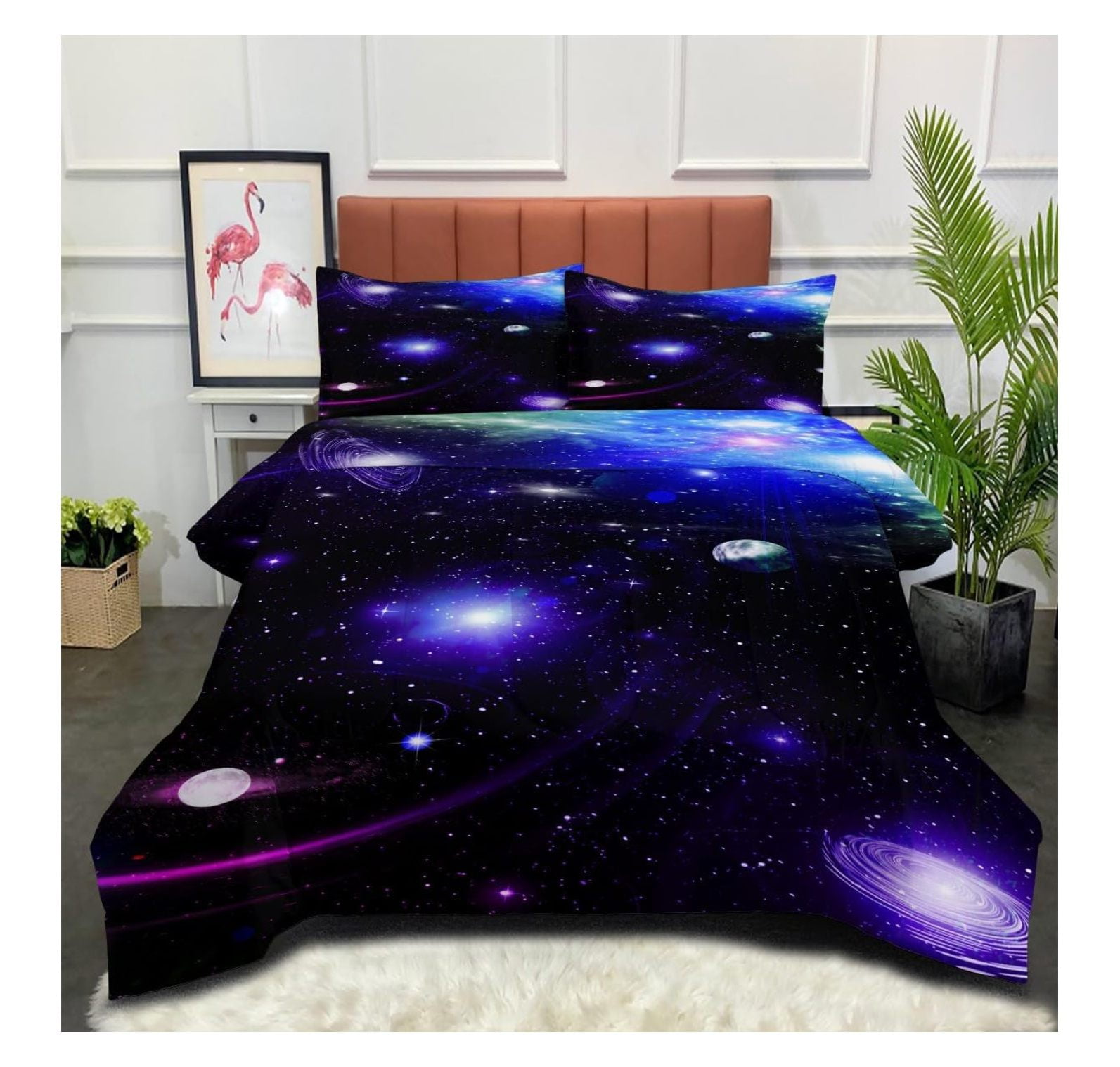 Black Galaxy Comforter Sets Nebula Outer Space Quilt Set Kids Full Size ...