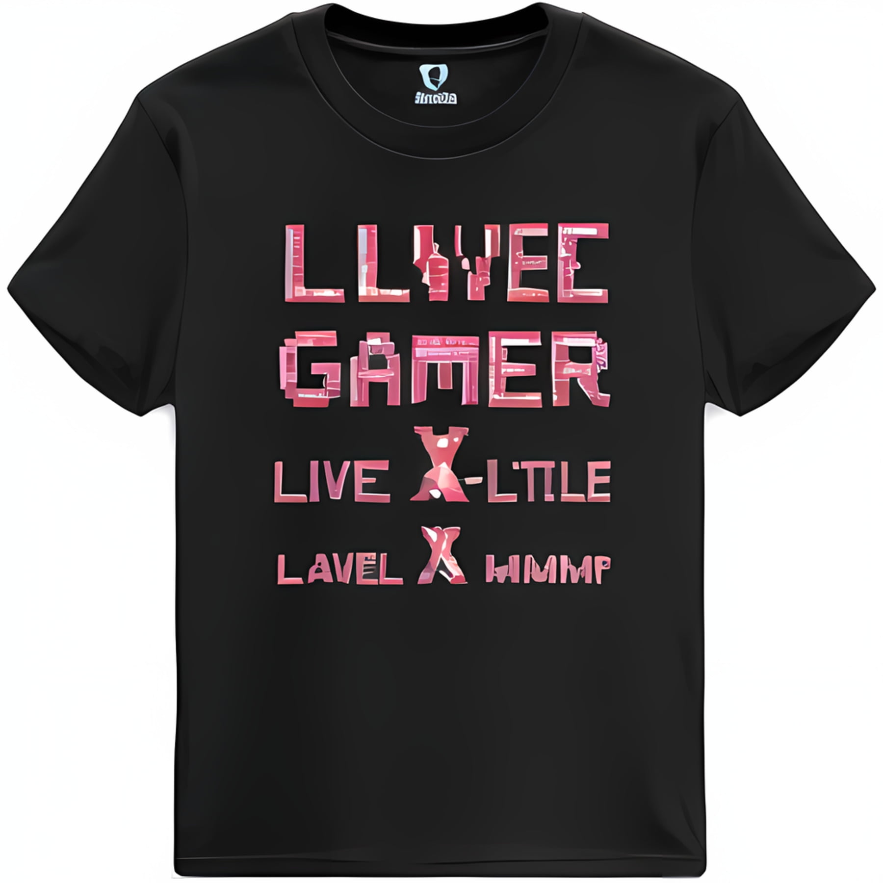 Black Gamer T-Shirt with LIVE Xconsole Logo in Pink Art Style - Walmart.com