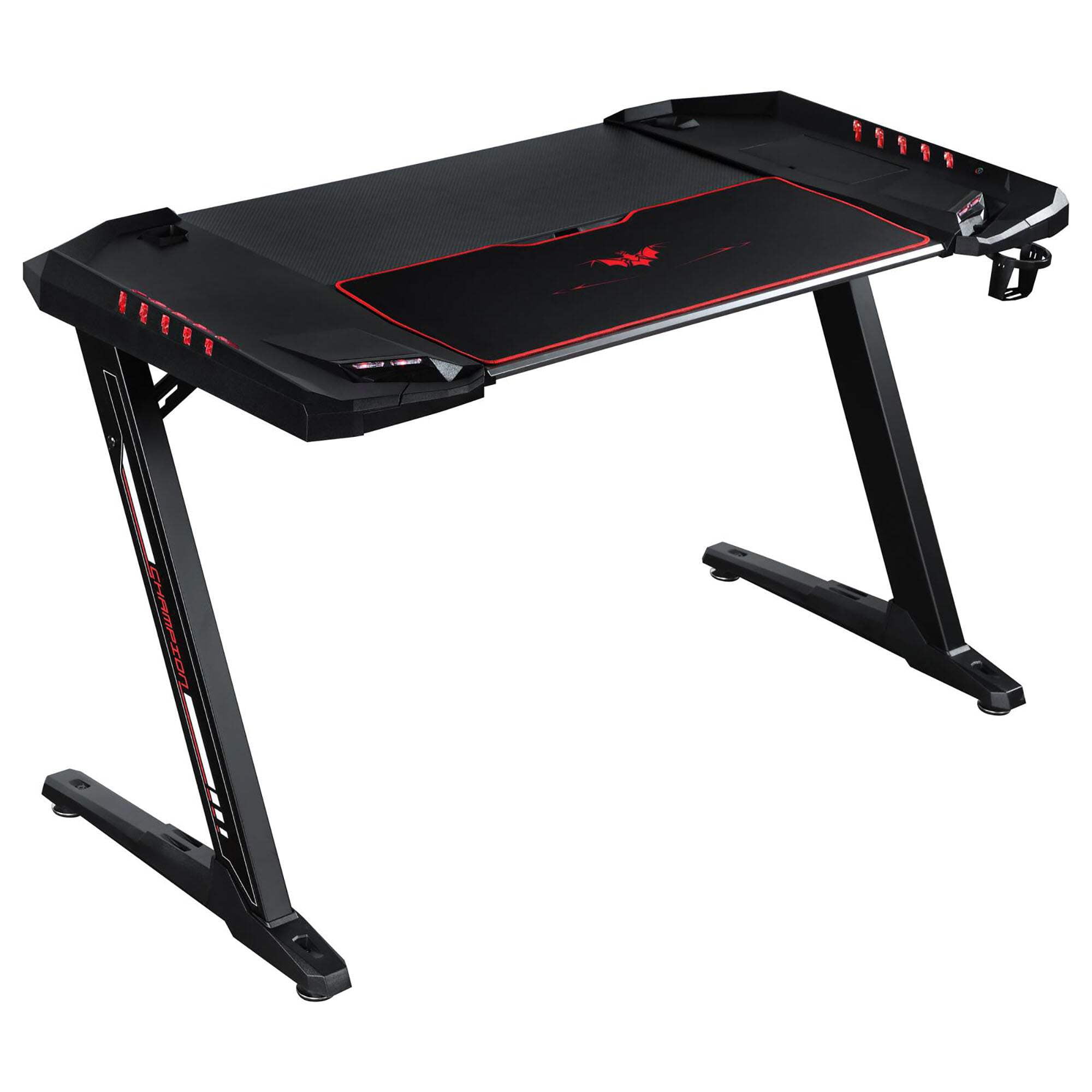 Black Gaming Desk With Led Lighting Black Gaming Desk Office ...