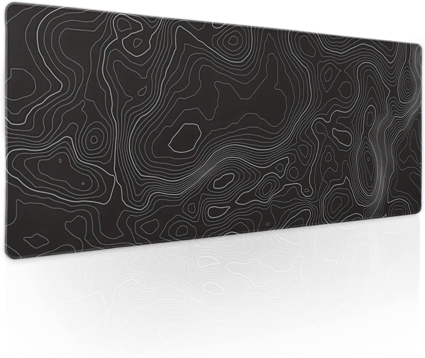 Black Gaming Mouse Pad XL Geographic Map Lines Extended Large Desk ...