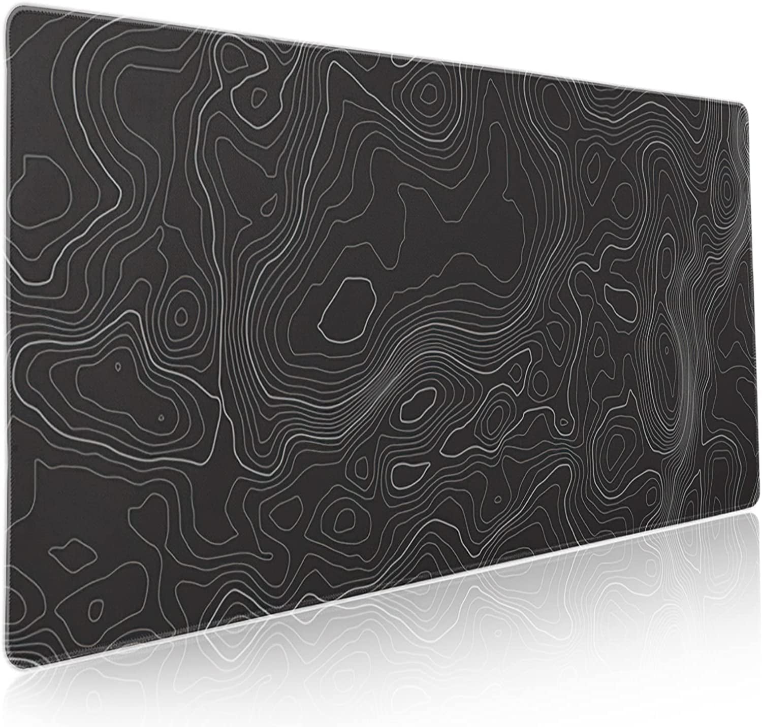 Black Gaming Mouse Pad XXL Geographic Map Lines Extended Big Large Desk ...