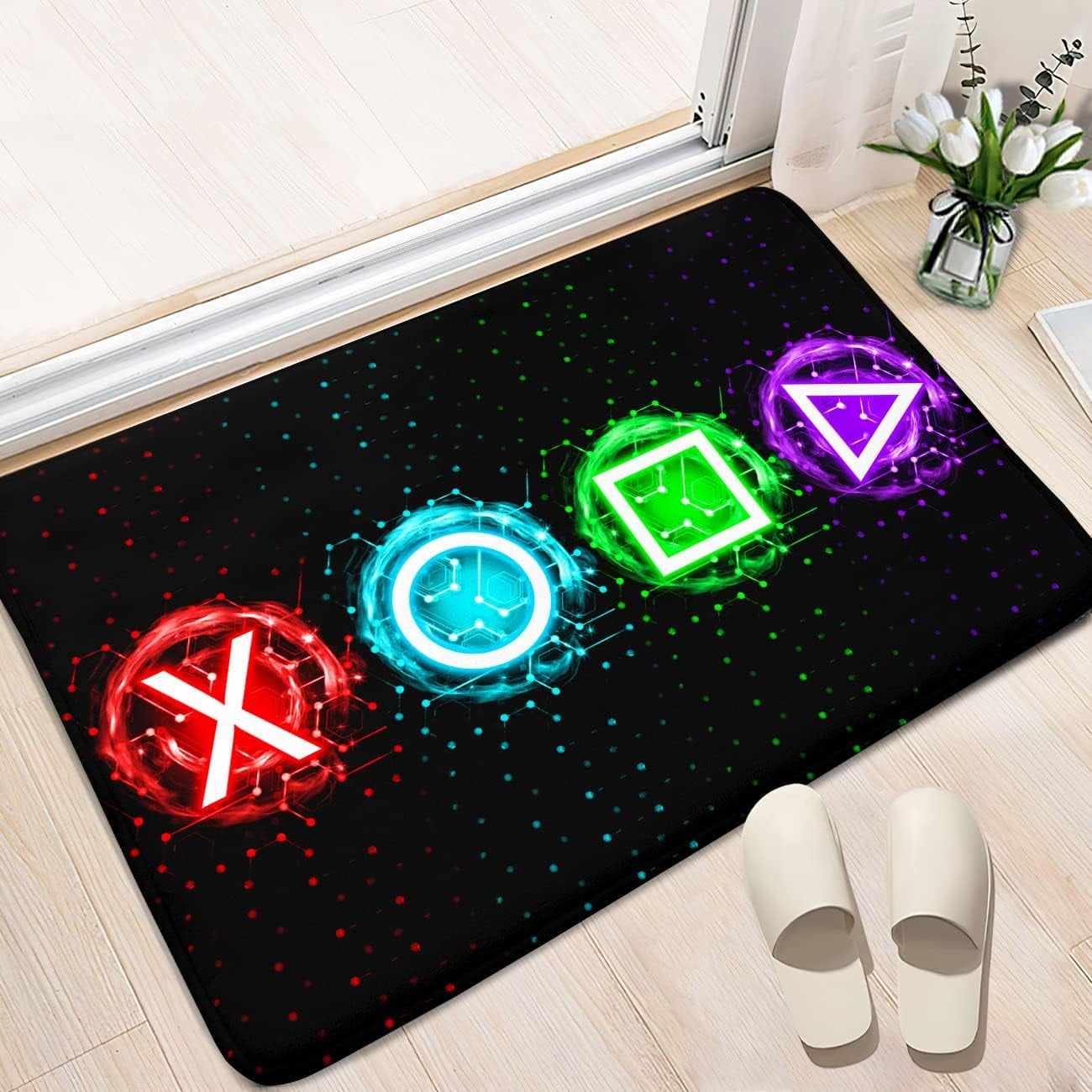Black Gaming Rug For Boys Bedroom Soft Controller Gamepad Carpets Small ...