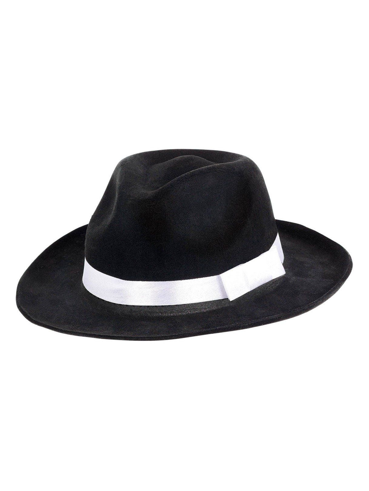 Black Gangster Hat w/ White Ribbon - Walmart.com