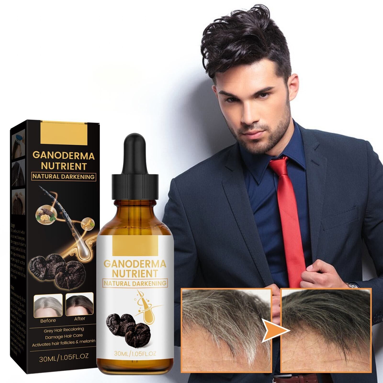 Black Ganoderma Lucidum White To Black Hair Lotion Mild And Not ...