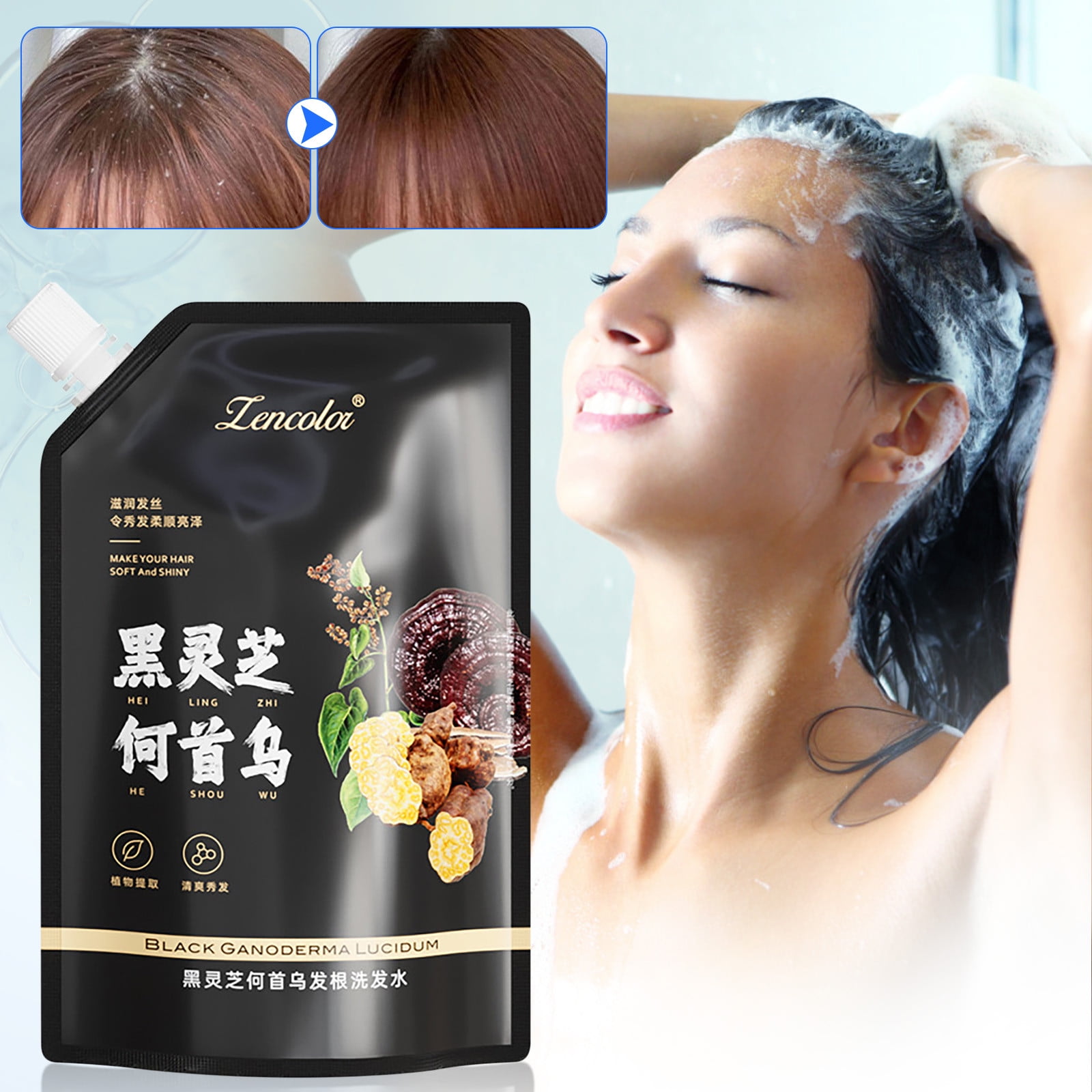 Black Ganoderma Reynoutria Multiflora Shampoo Strengthen Scalp Barrier ...