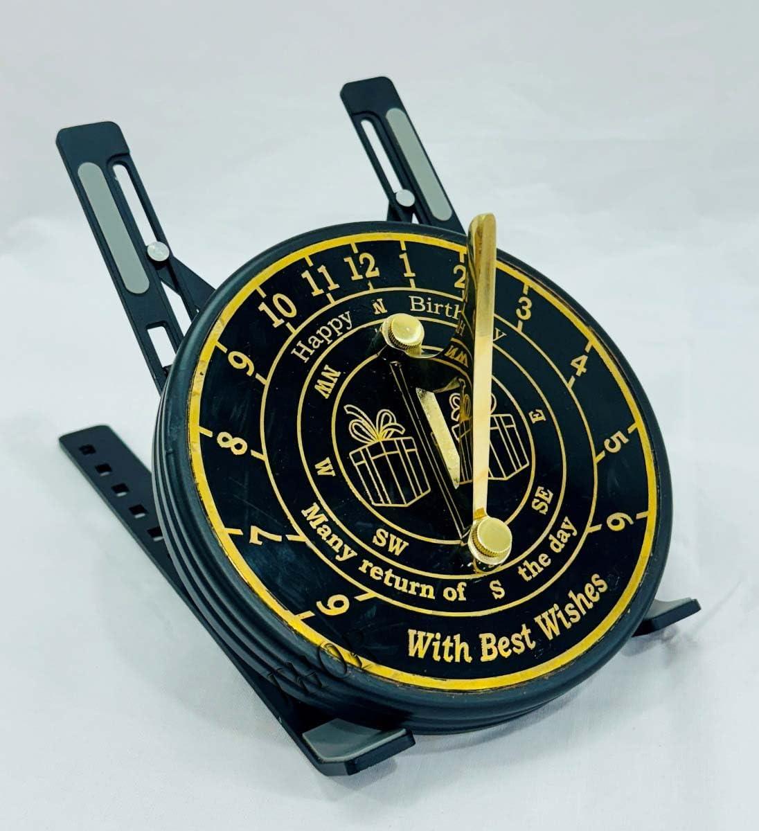 Black Garden Brass Sundial Anniversary Vintage Style Hardwood Unique ...