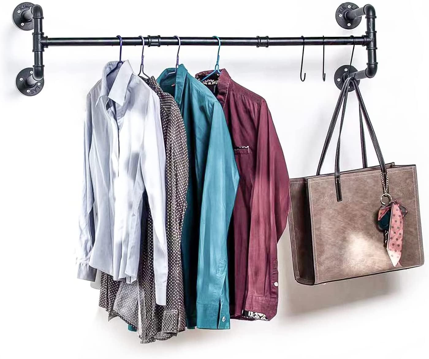 Black Garment Rack Wall Mounted Clothing Display Rack Clothing Storage ...