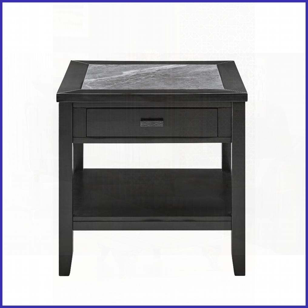 Black Garvine Sintered Stone & Wood Coffee Table – Durable, Space ...