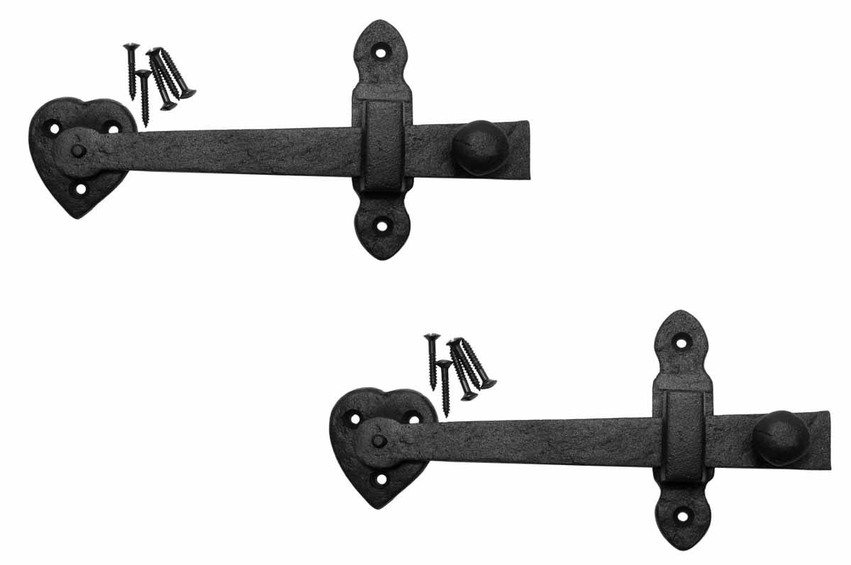Black Gate Latches Heart Shape Design Wrought Iron Set of 2 Renovators ...