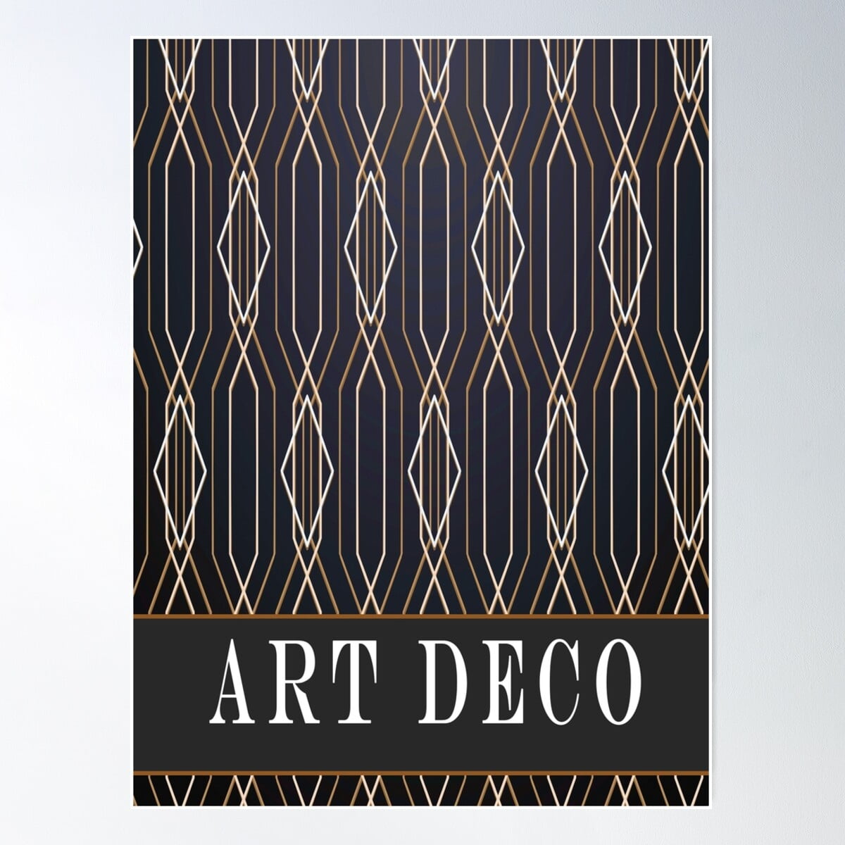 Black Gatsby Art Deco Patterns Poster Wall Art, Modern Wall Decor For ...