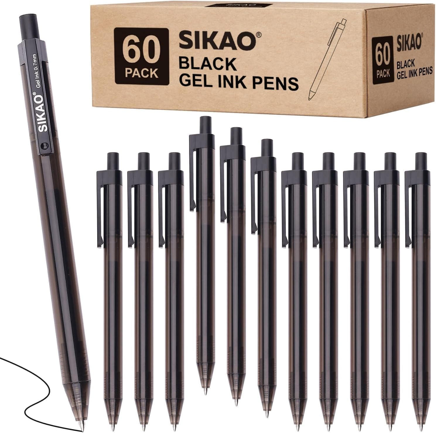 Black Gel Pens Bulk, Fine Point Smooth Writing No Smudge, 0.7mm Ink ...