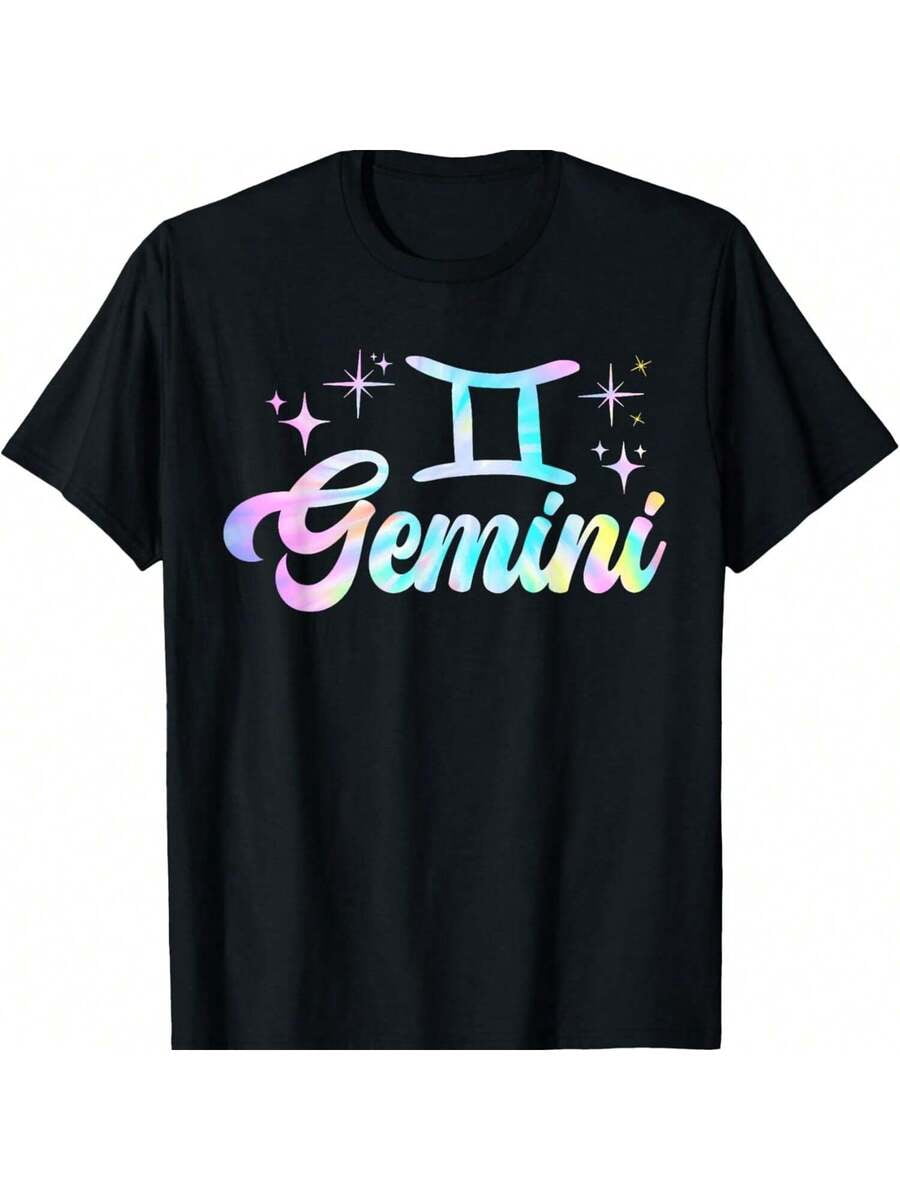 Black Gemini Zodiac Sign Graphic T-Shirt Astrology Birthday Gift ...
