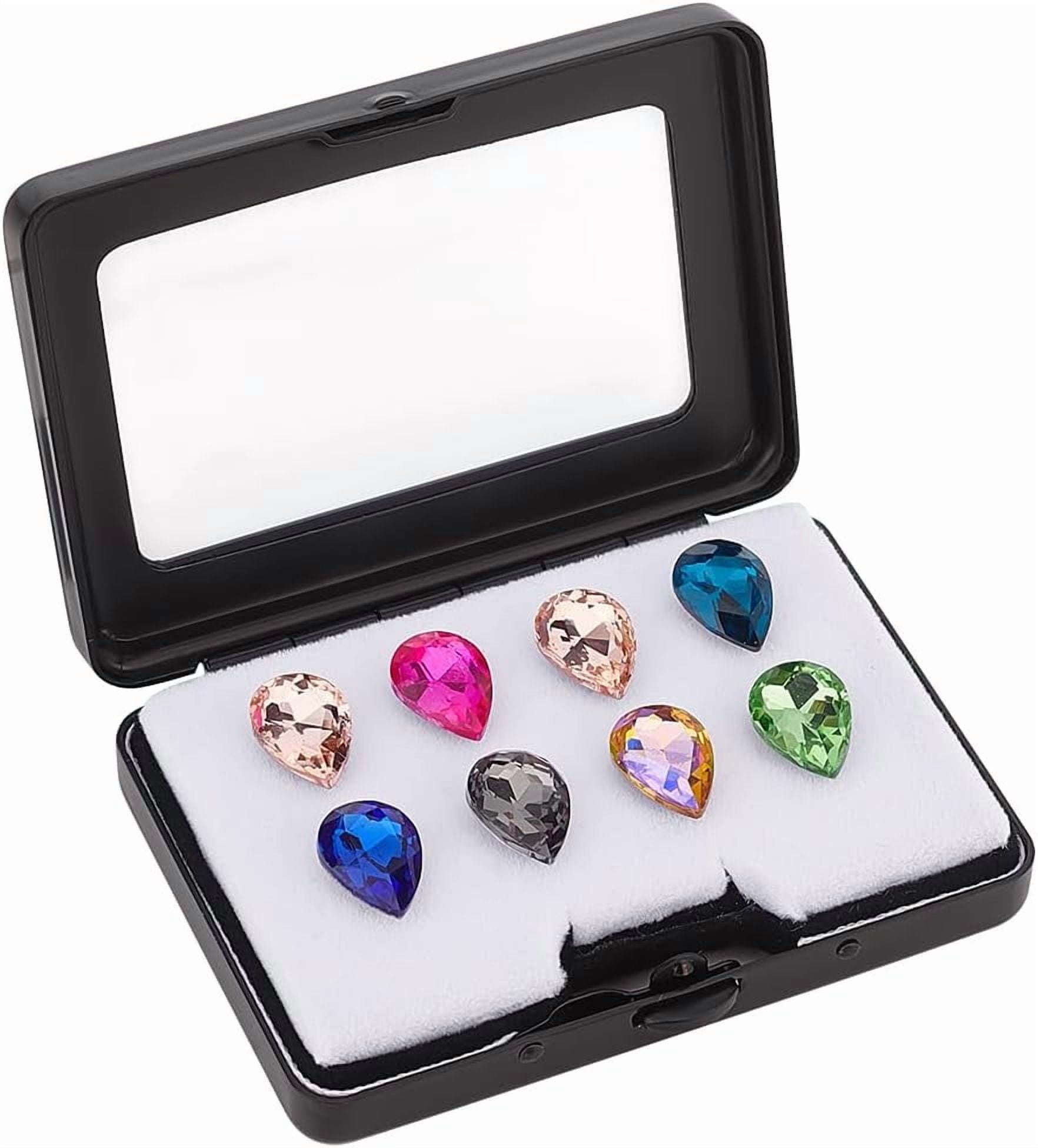 Black Gemstone Display Box Rectangle Diamond Container Holder Jewelry ...