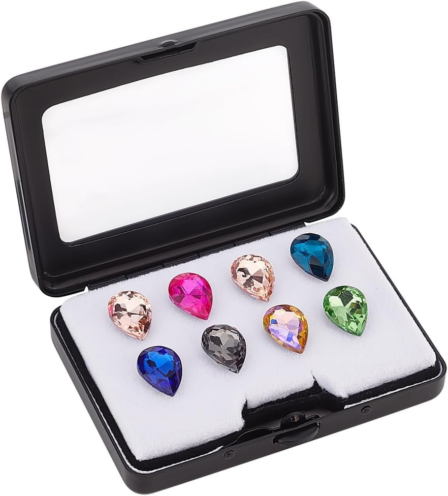 Black Gemstone Display Box Rectangle Diamond Container Holder Jewelry ...