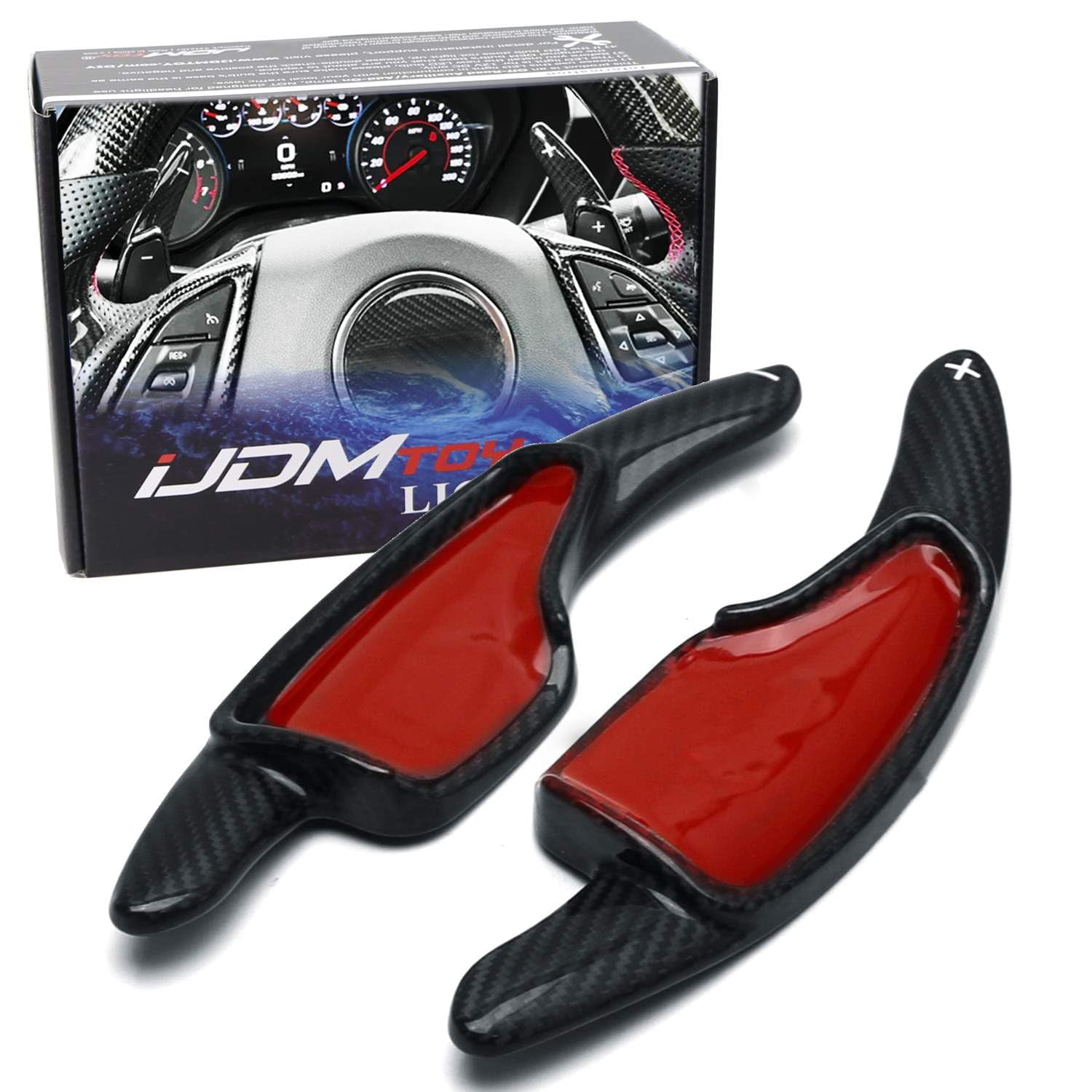 Black Genuine Carbon Fiber Large Paddle Extensions For Chevy 2014-2019 ...