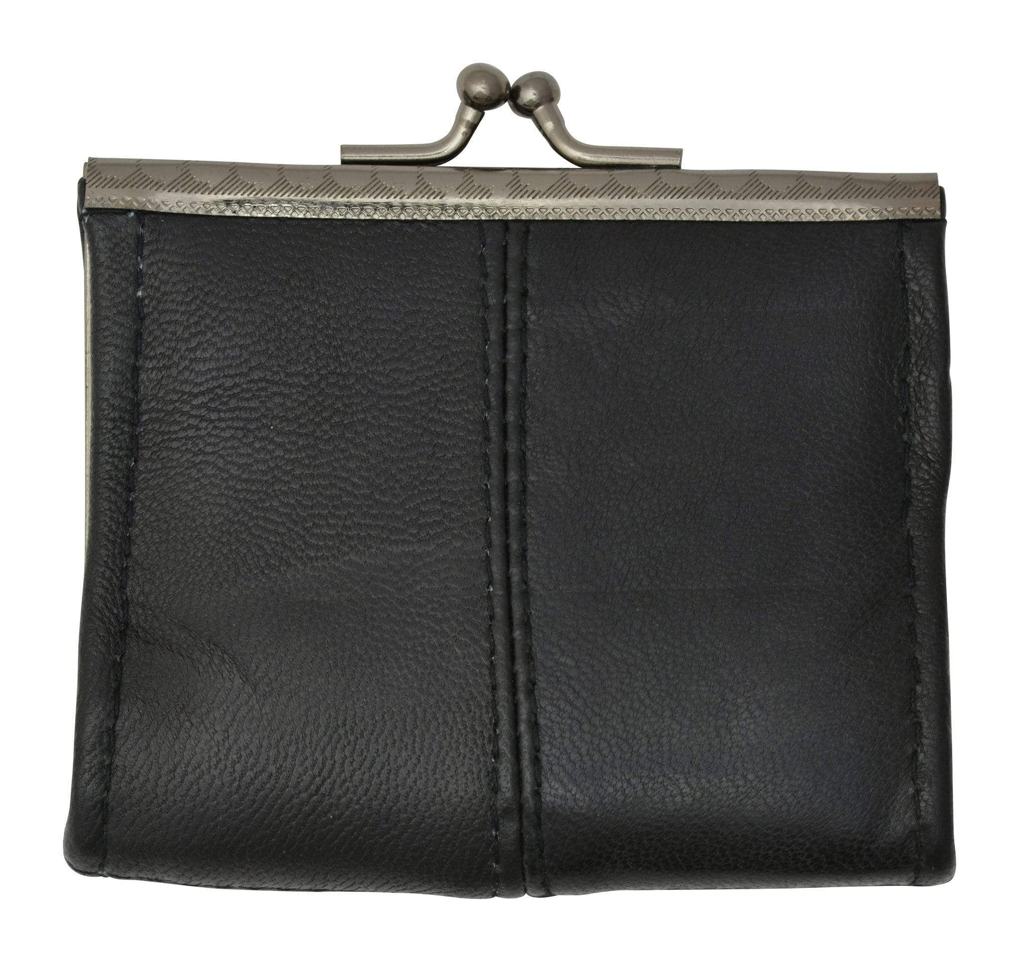 Black Genuine Leather Change Purse with Twist Snap Enclosure 928013 (C ...