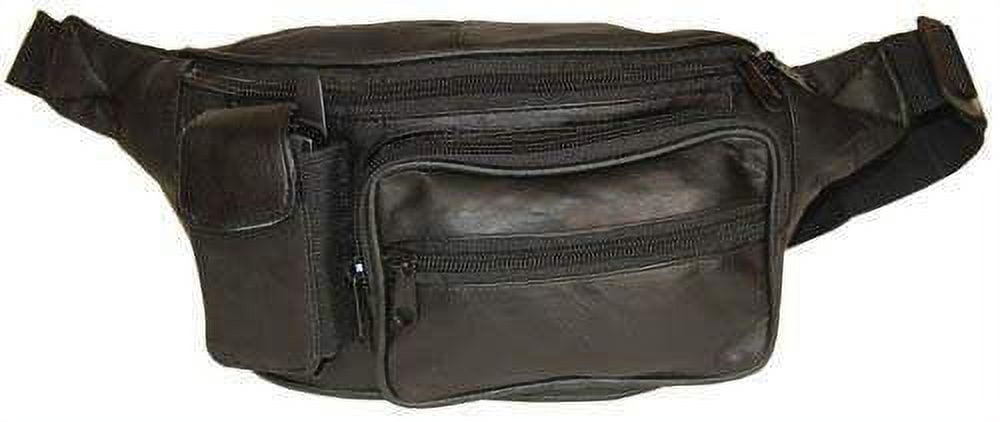 Black Genuine Leather Fanny Pack Waist Pouch with Cellphone Pocket ...