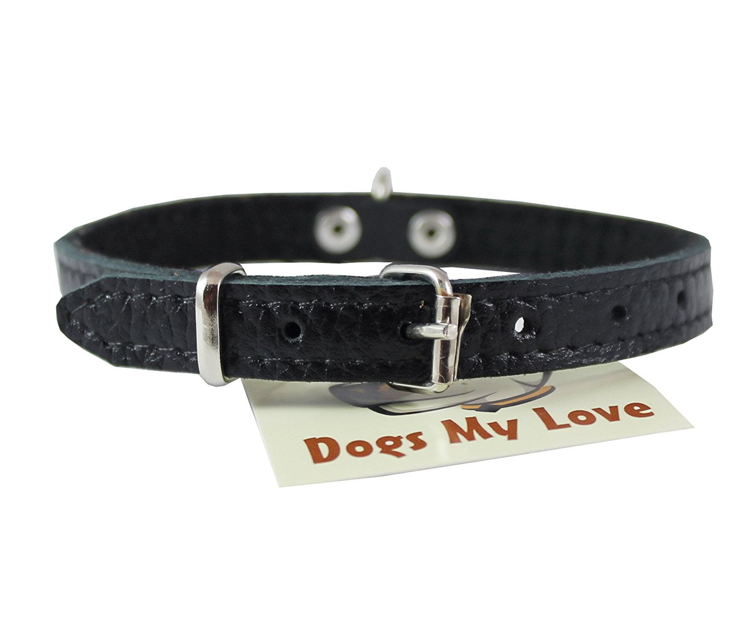 Black Genuine Leather Felt Padded Dog Collar 13"x1/2" Wide Fits 9"-12 ...