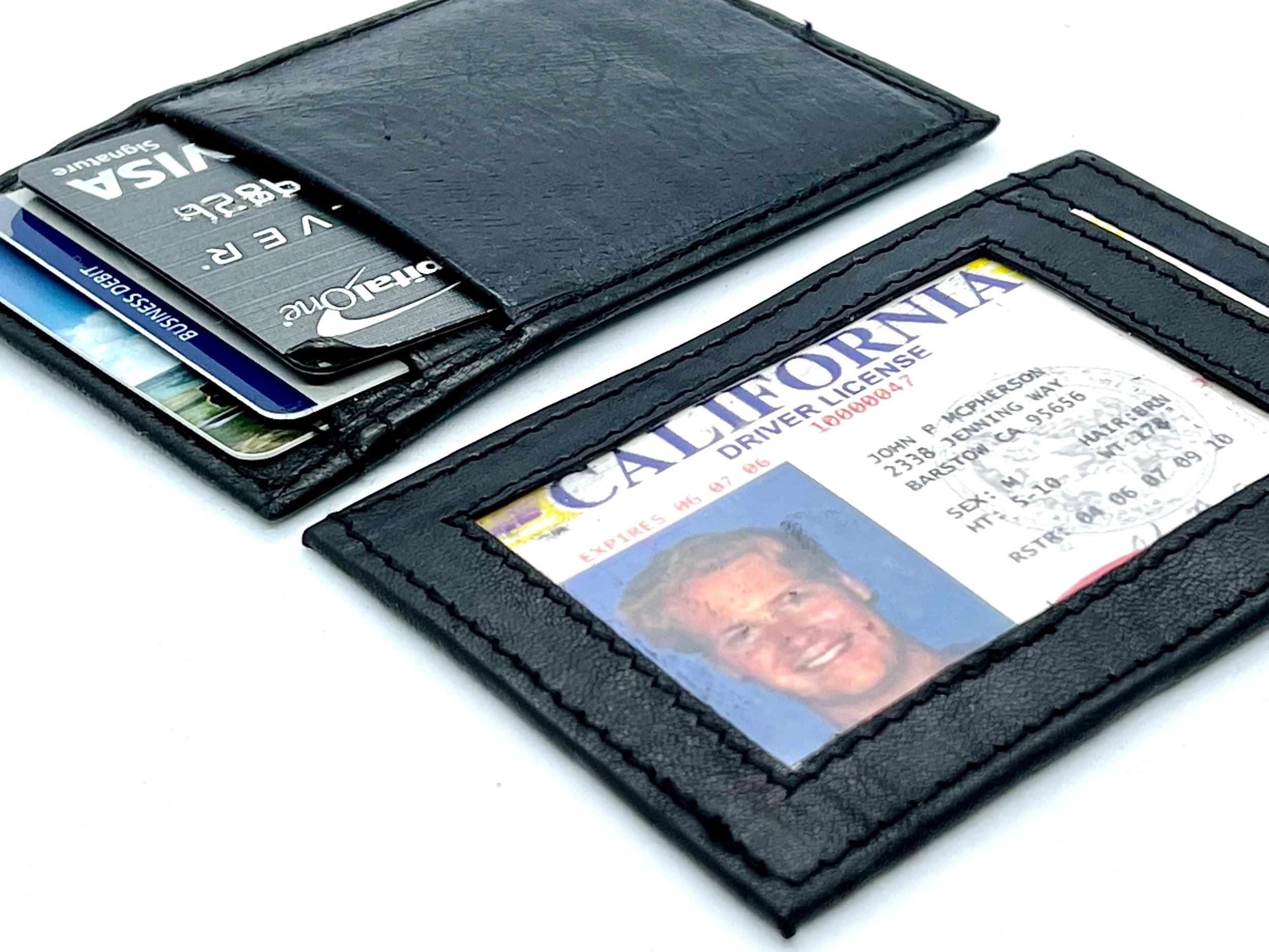 Black Genuine Leather Men's Wallet ID Credit Card Thin Holder ...