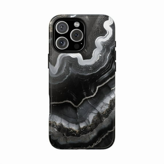 Black Geode Agate Crystal Slice Natural Stone Texture Case with iPhone ...