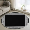 Black Geometric 3ft Round Rug, Greek Key Design Abstract Modern Art Non ...
