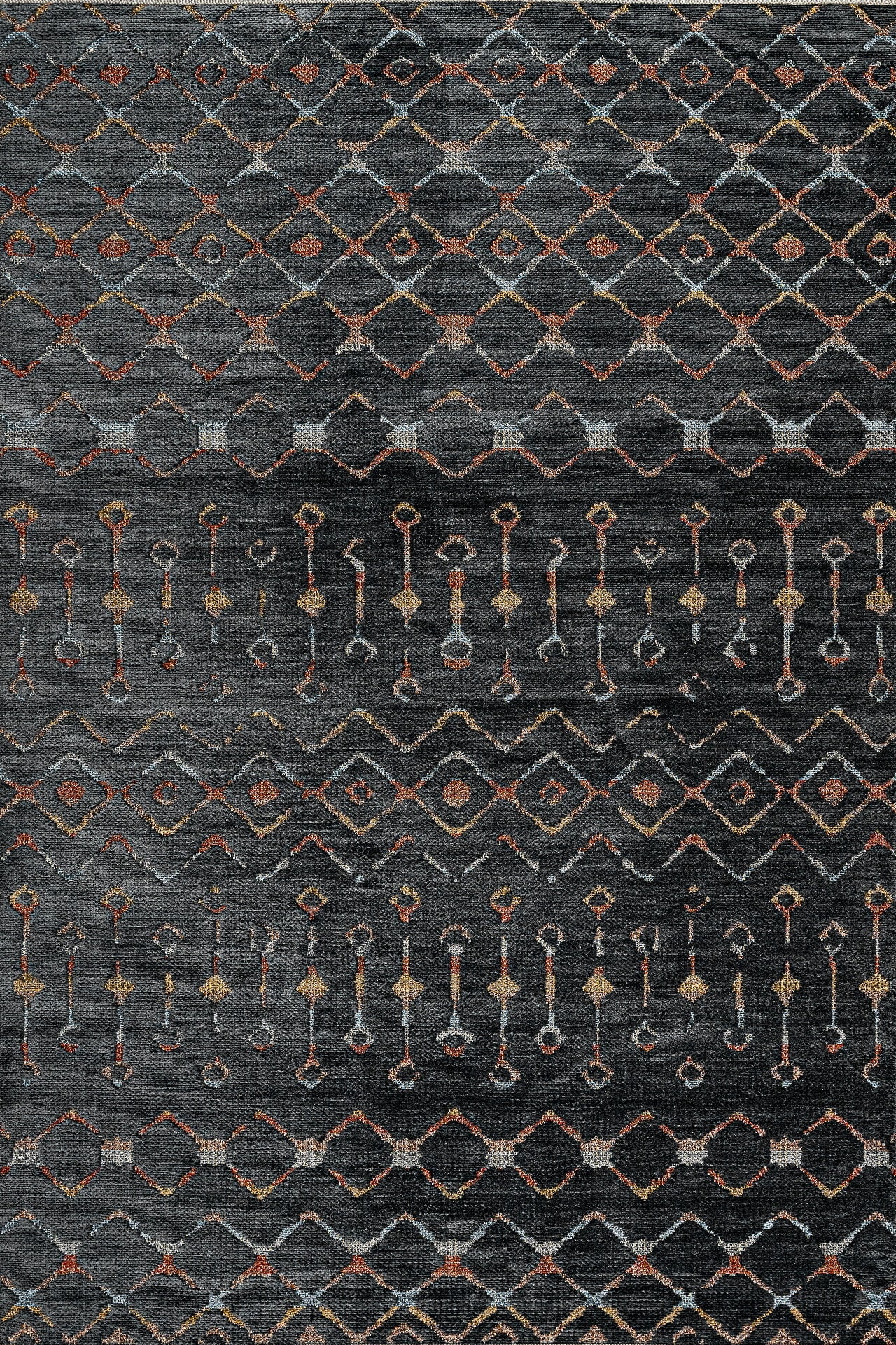 Black Geometric Area Rugs for Living Room Washable Rugs Boho Moroccan ...