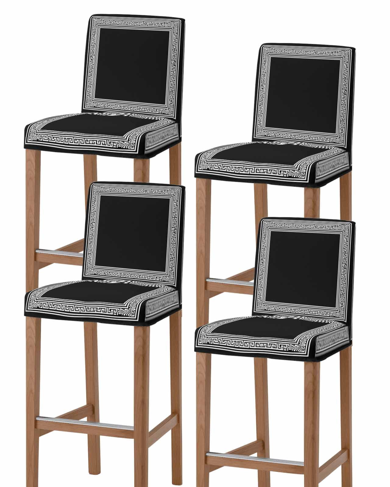 Black Geometric Bar Stool Covers Set of 4, Country Farm Traditional ...