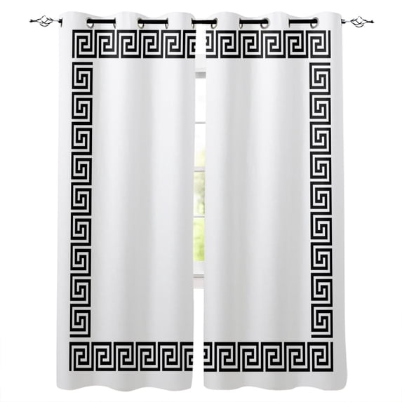 Black Geometric Blackout Curtains 63 Inches Long,Thermal Insualted ...