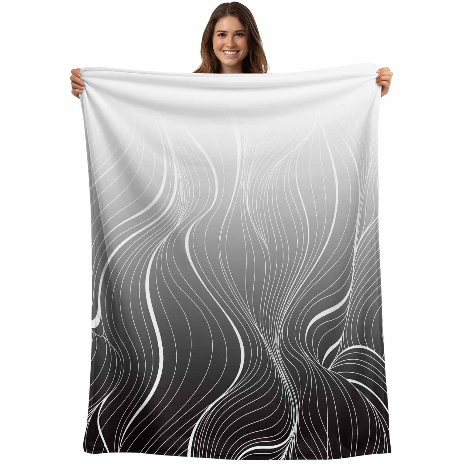 Black Geometric Blanket Soft Cozy Warm Throw Blanket for Couch, Plush ...