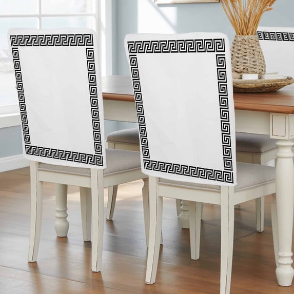 Black Geometric Chair Back Covers, Removable Chair Covers for Dining ...
