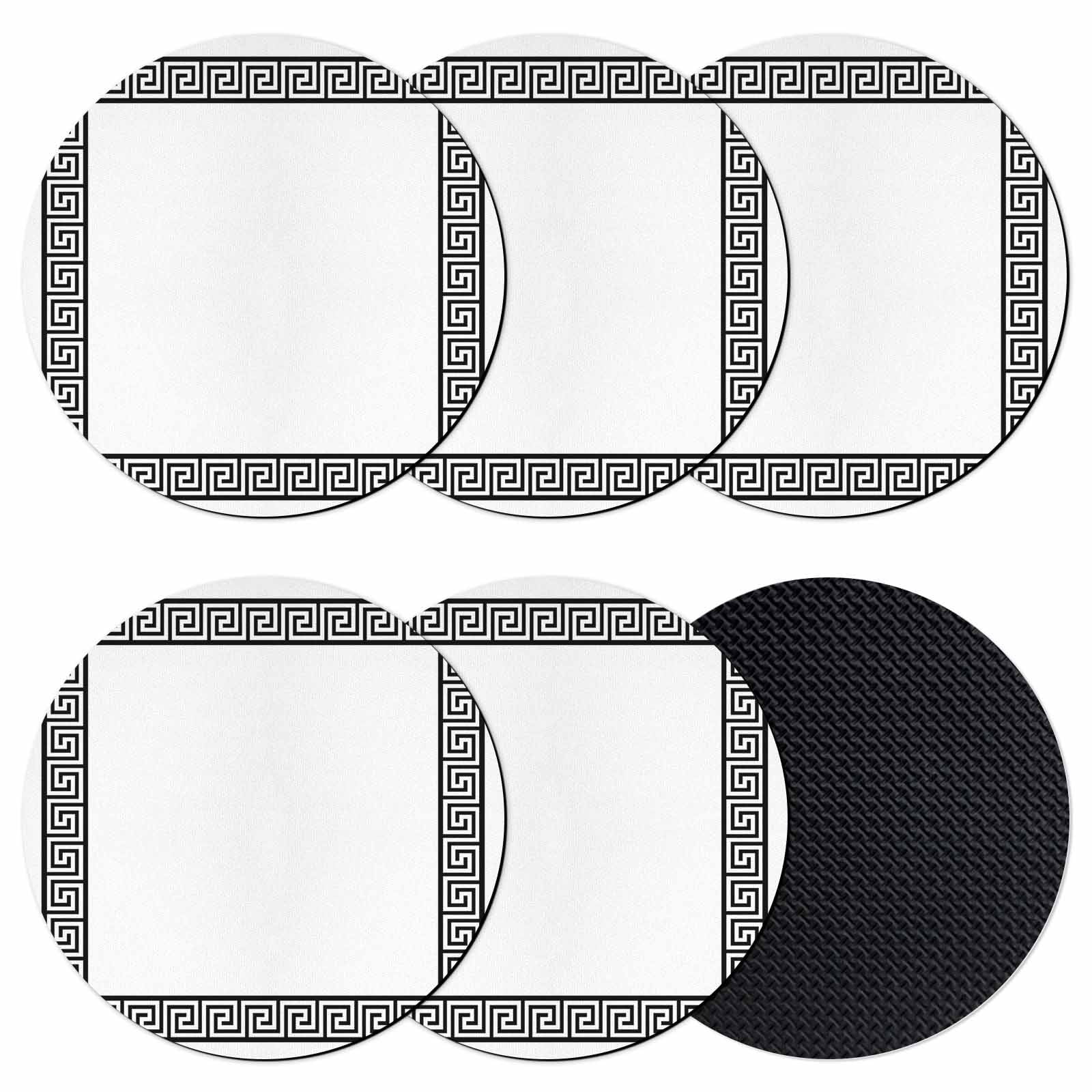 Black Geometric Coasters Set of 6, Modern Key Greek Design Abstract Art ...