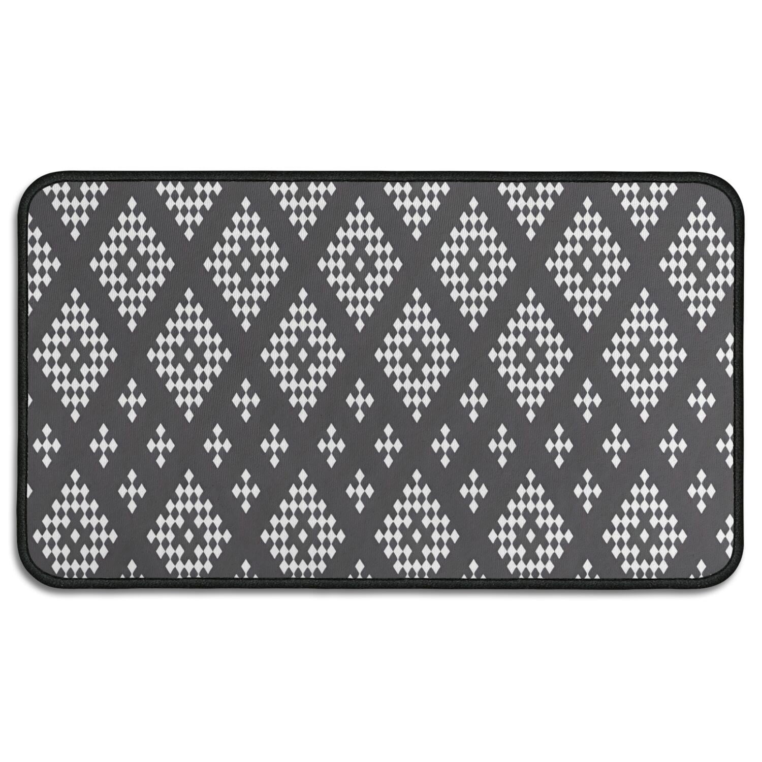 Black Geometric Diamond Dot Pattern Door Rugs,Washable Non Slip Door ...