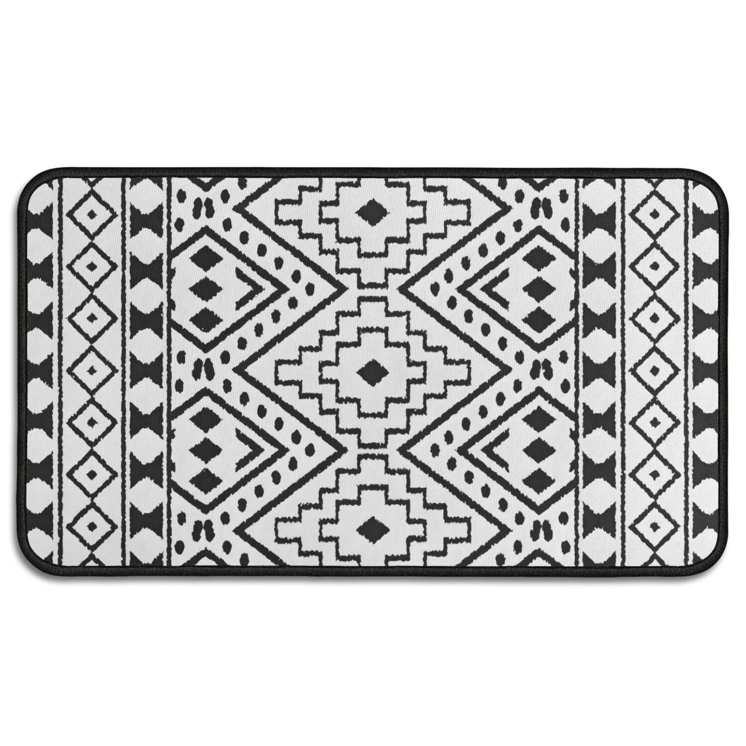 Black Geometric Diamond Pattern Door Rugs,Washable Non Slip Door Mats ...