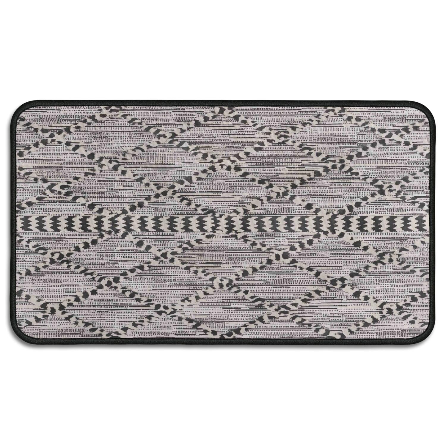 Black Geometric Diamond Striped Pattern Door Rugs,Washable Non Slip ...