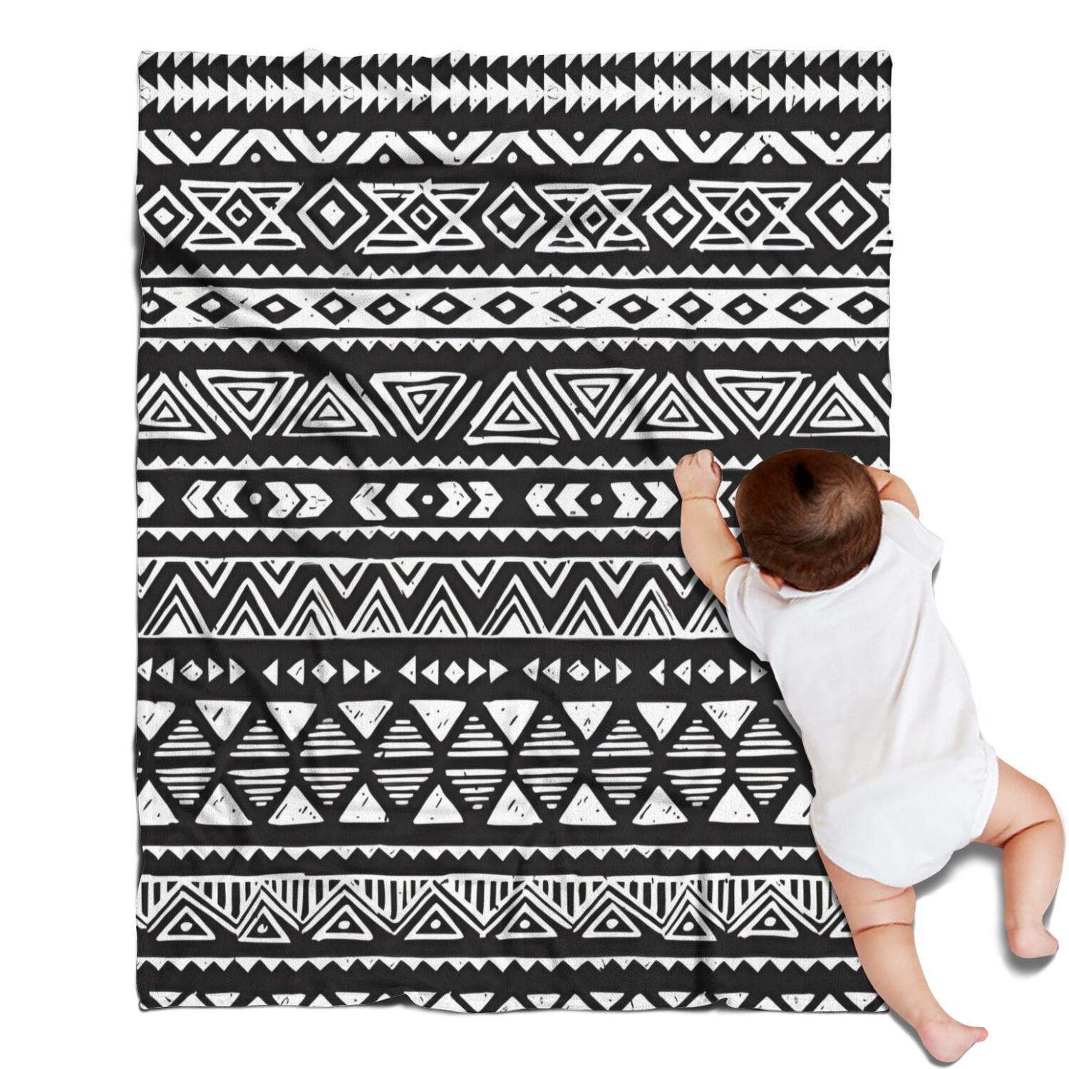 Black Geometric Diamond Triangle Pattern Blanket,Comfortable Soft ...