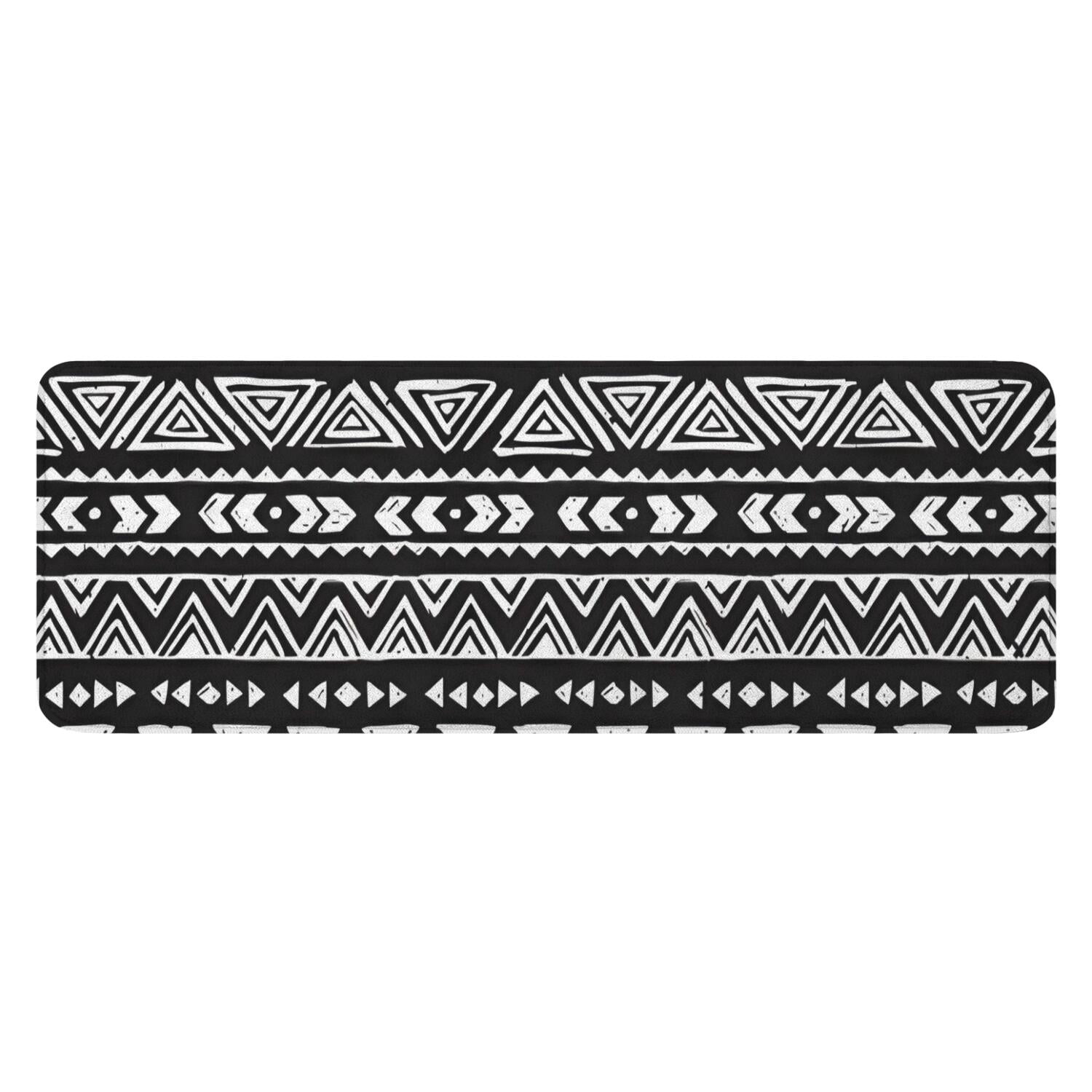 Black Geometric Diamond Triangle Pattern Kitchen Rug Mat,Kitchen Runner ...