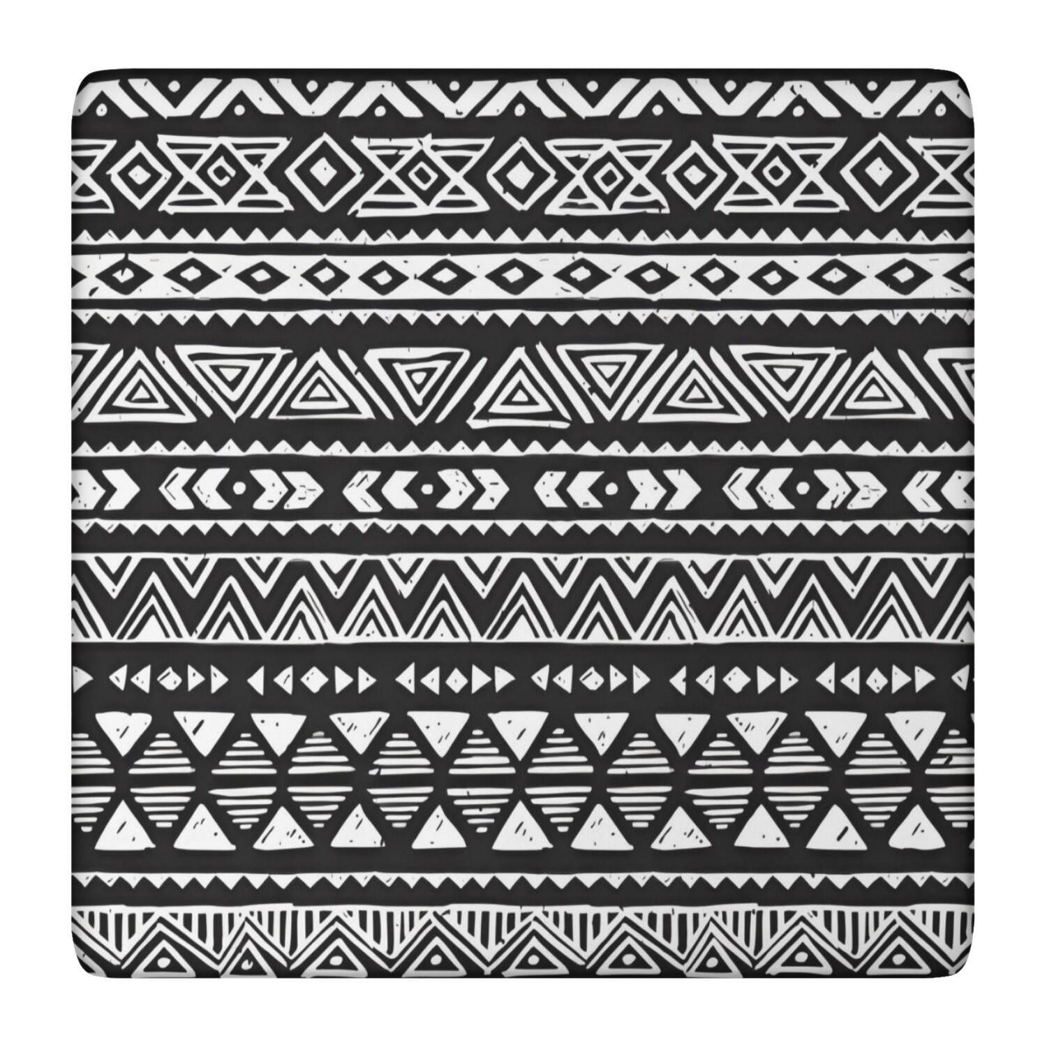 Black Geometric Diamond Triangle Pattern Square Fitted Tablecloth with ...