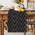 Black Geometric Dining Table Runner, Gold Lines Herringbone Abstract ...